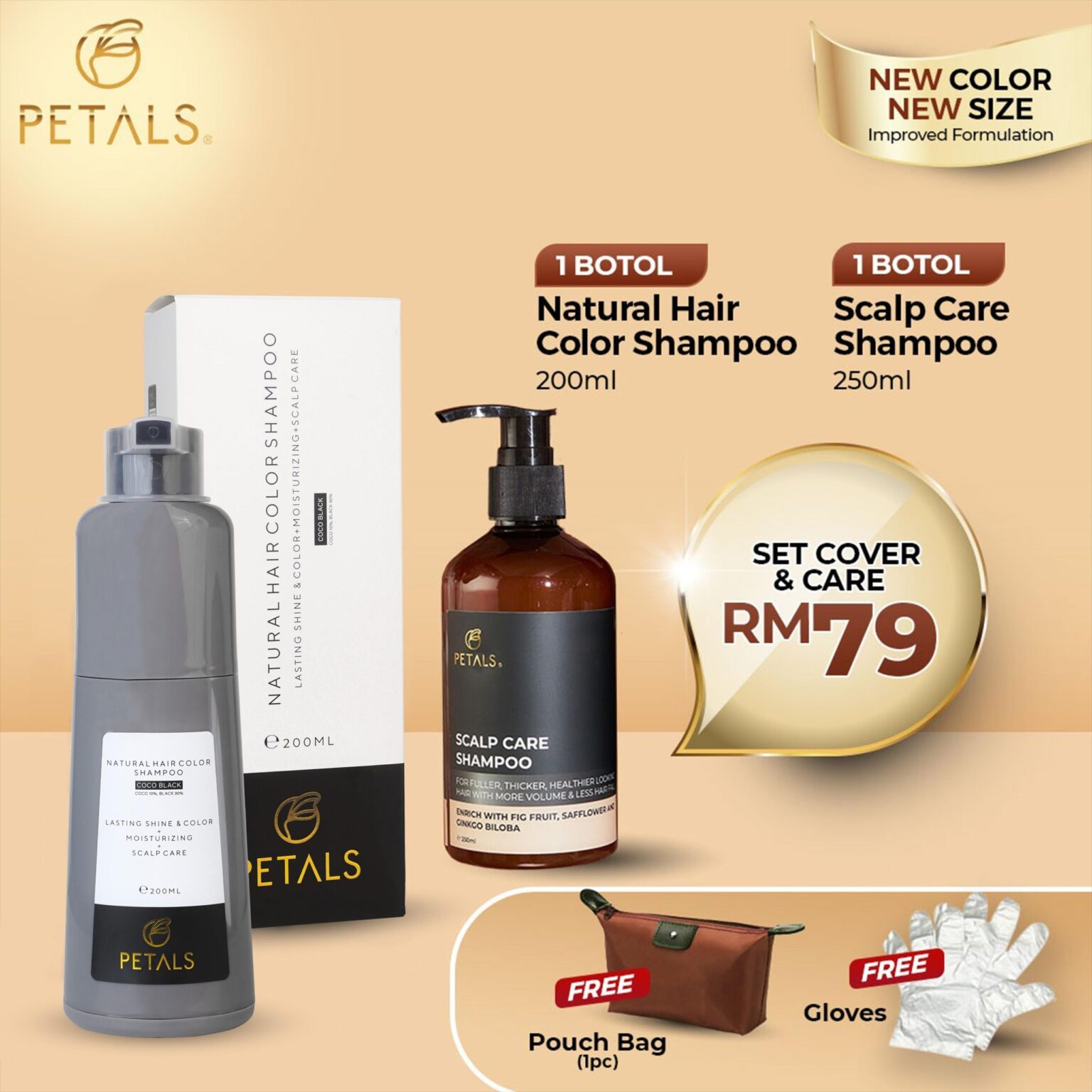 (NEW) SET COVER & CARE – 1 bottle Hair Color Shampoo 200ml + 1 Scalp ...